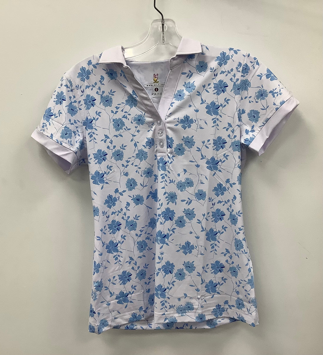 Rolo-Golf Women’s Polo Shirt - Blue Soft Floral – Athlete's Haven